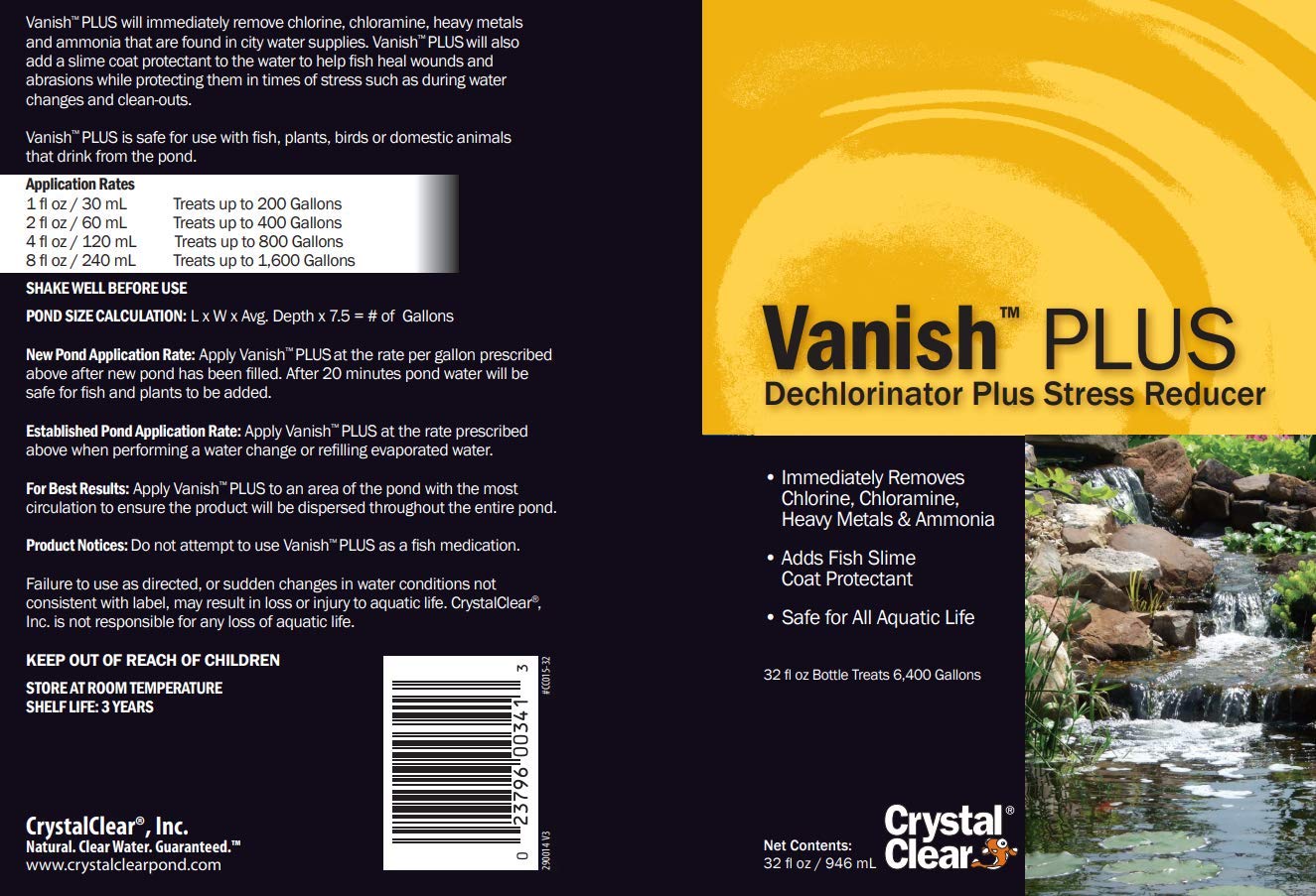 CrystalClear Vanish Plus Liquid Dechlorinator - Dextoxifier Plus Stress ...
